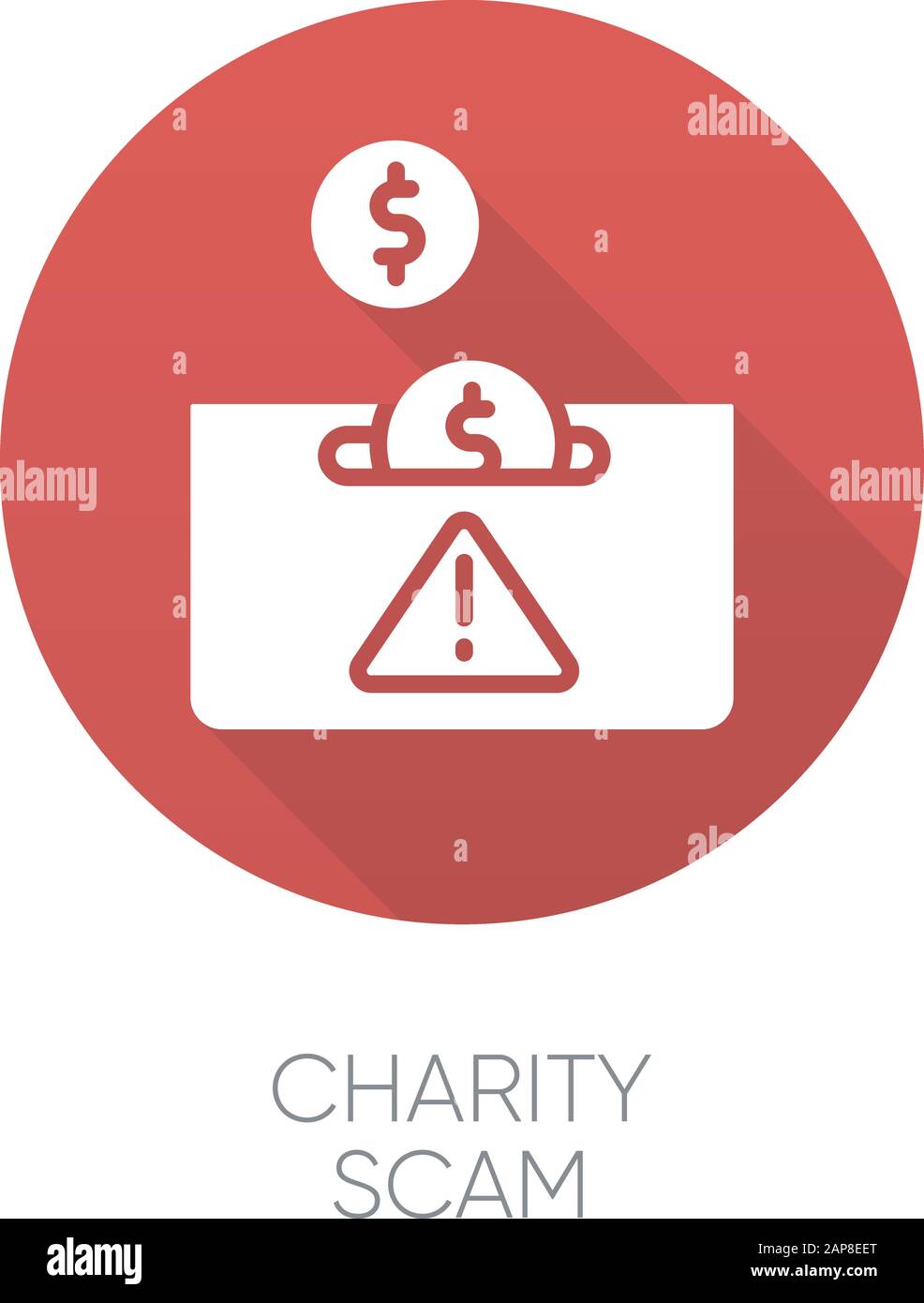 Charity scam red flat design long shadow glyph icon. Sham charity. Fake ...