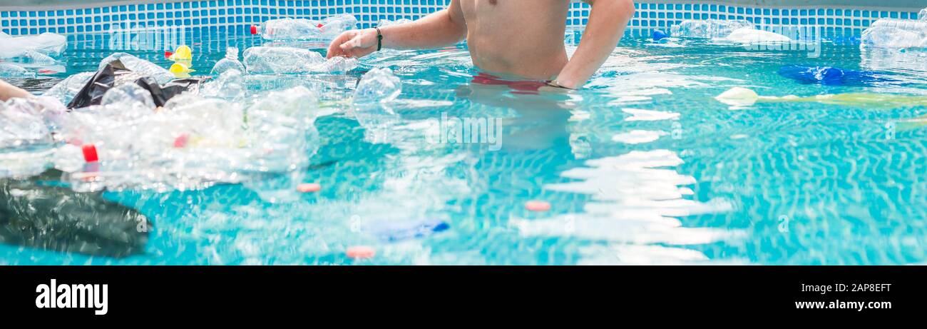 Ecology, plastic trash, environmental emergency and water pollution ...