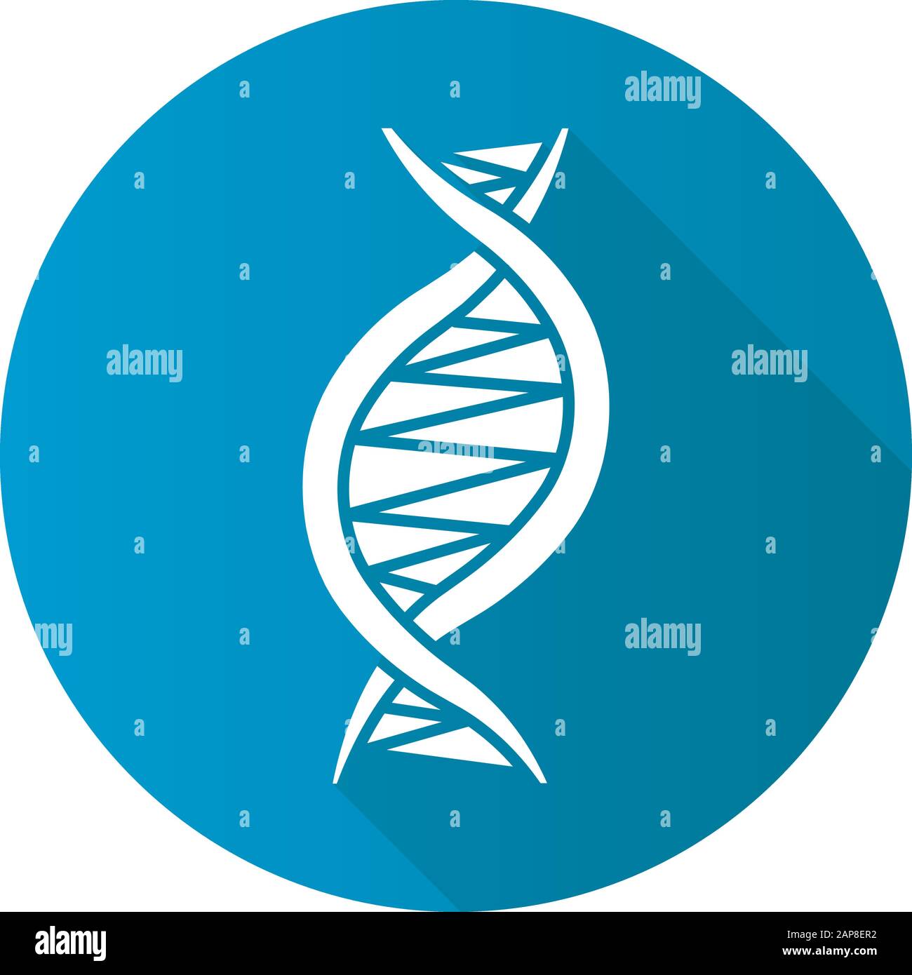 Left-handed DNA helix blue flat design long shadow glyph icon. Z-DNA ...