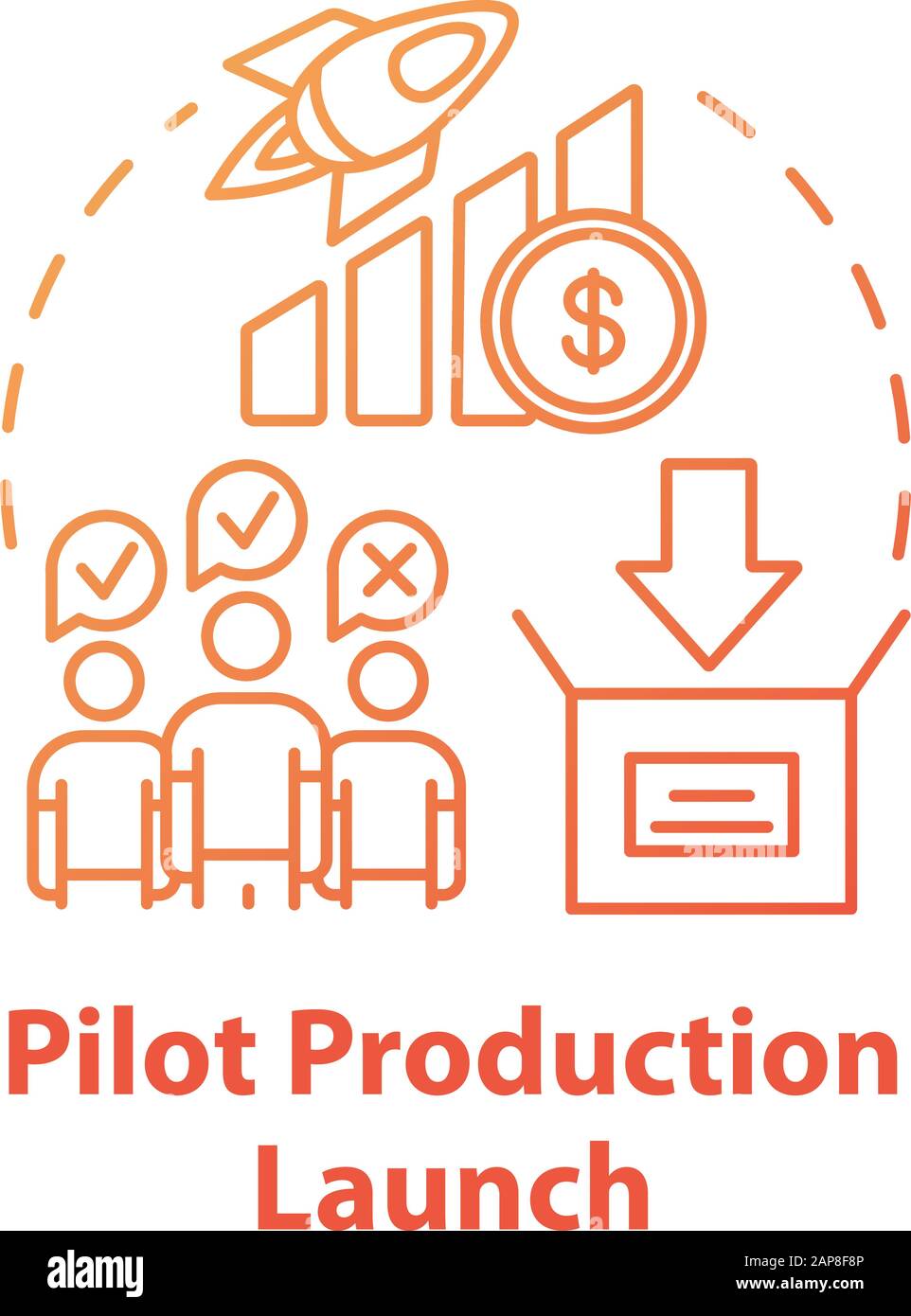 Pilot production launch concept icon. Startup. Strategic management ...