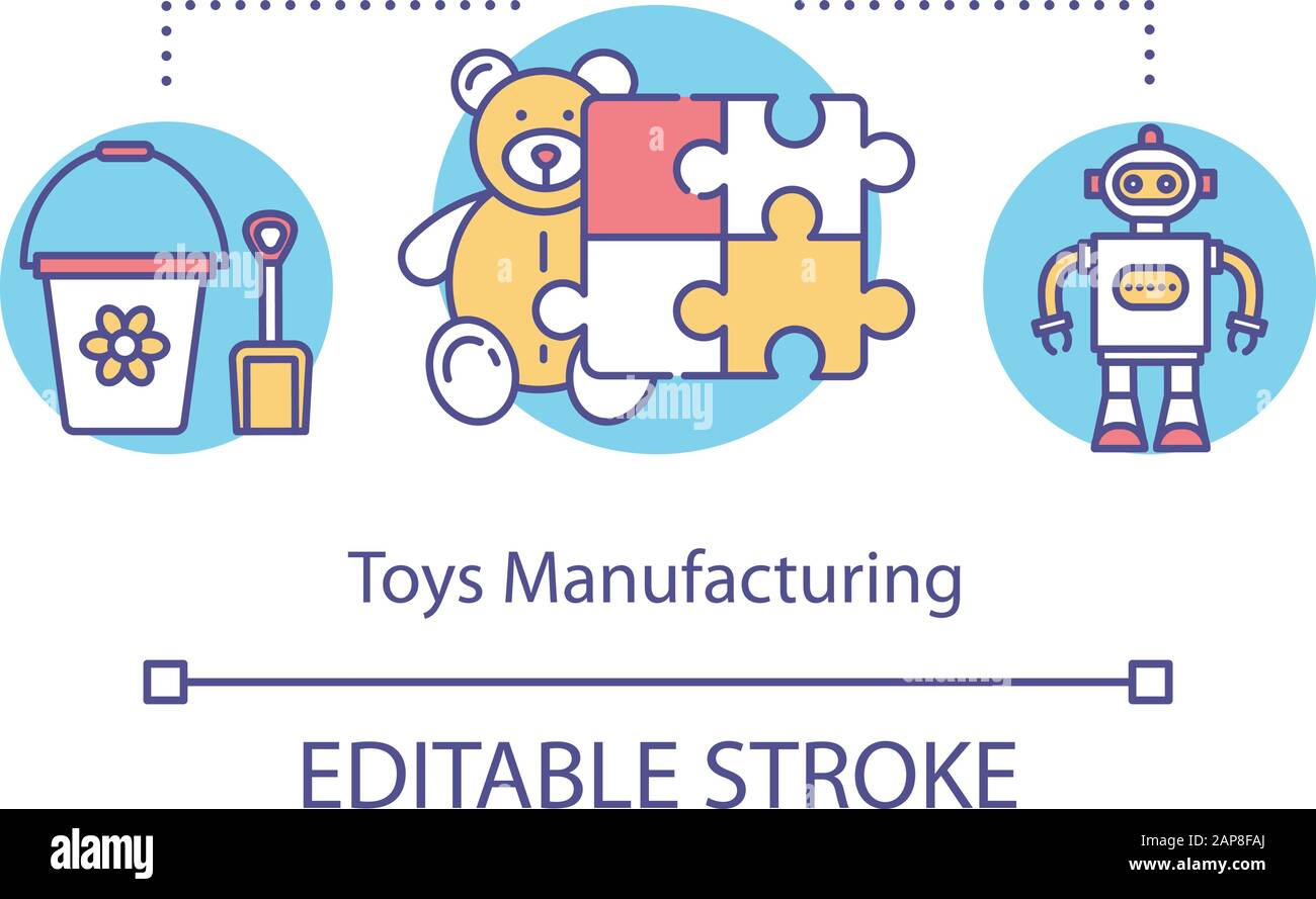 Toys manufacturing concept icon. Local production idea thin line ...