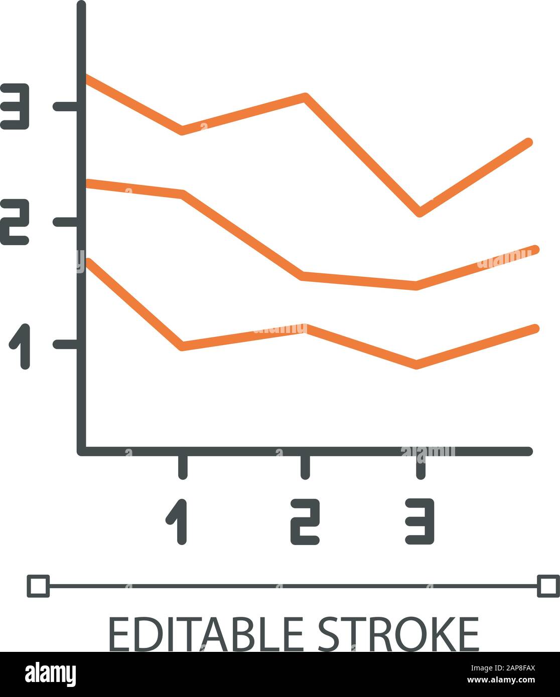 Area chart linear icon. Increasing graph with segments. Marketing ...