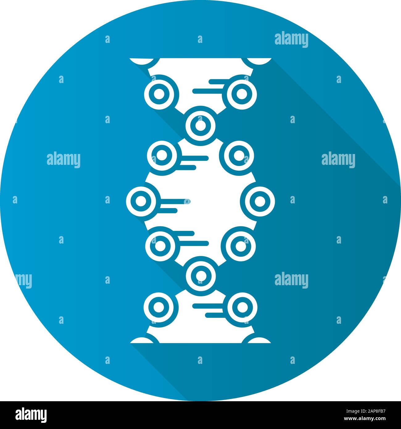 DNA strands blue flat design long shadow glyph icon. Connected circles ...