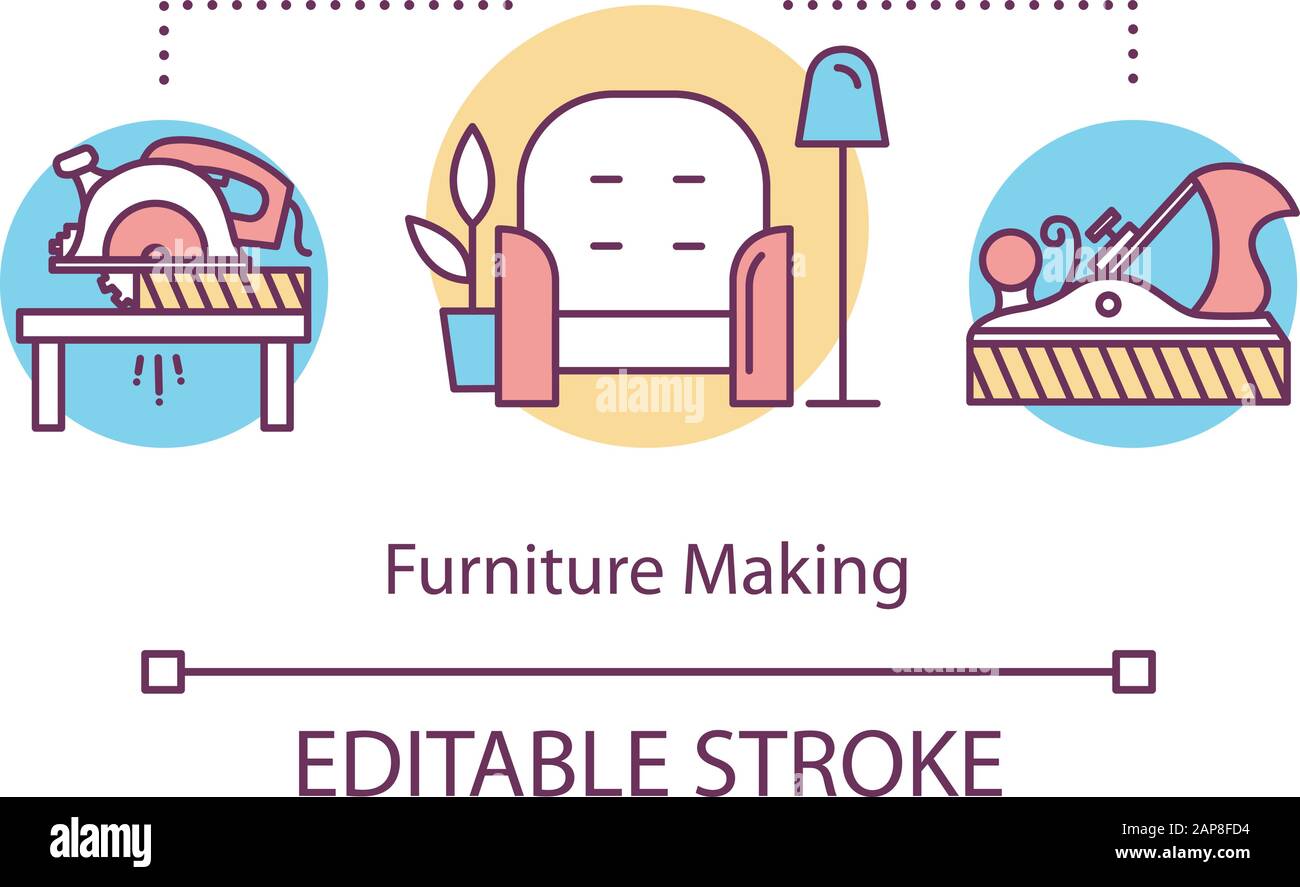 Furniture making concept icon. Local production idea thin line ...