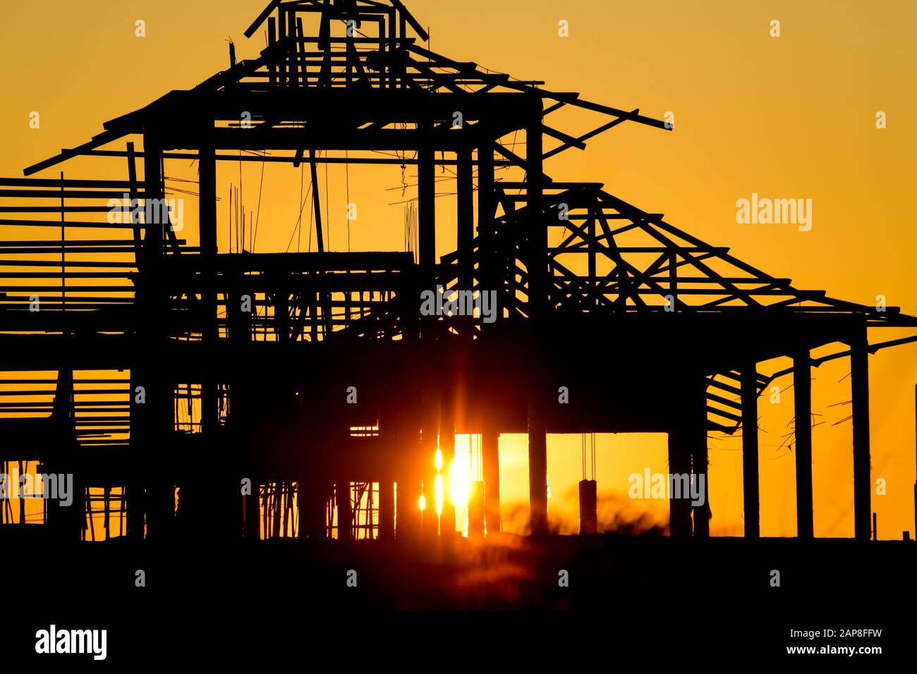 Shodow of construction building on morning time Stock Photo - Alamy