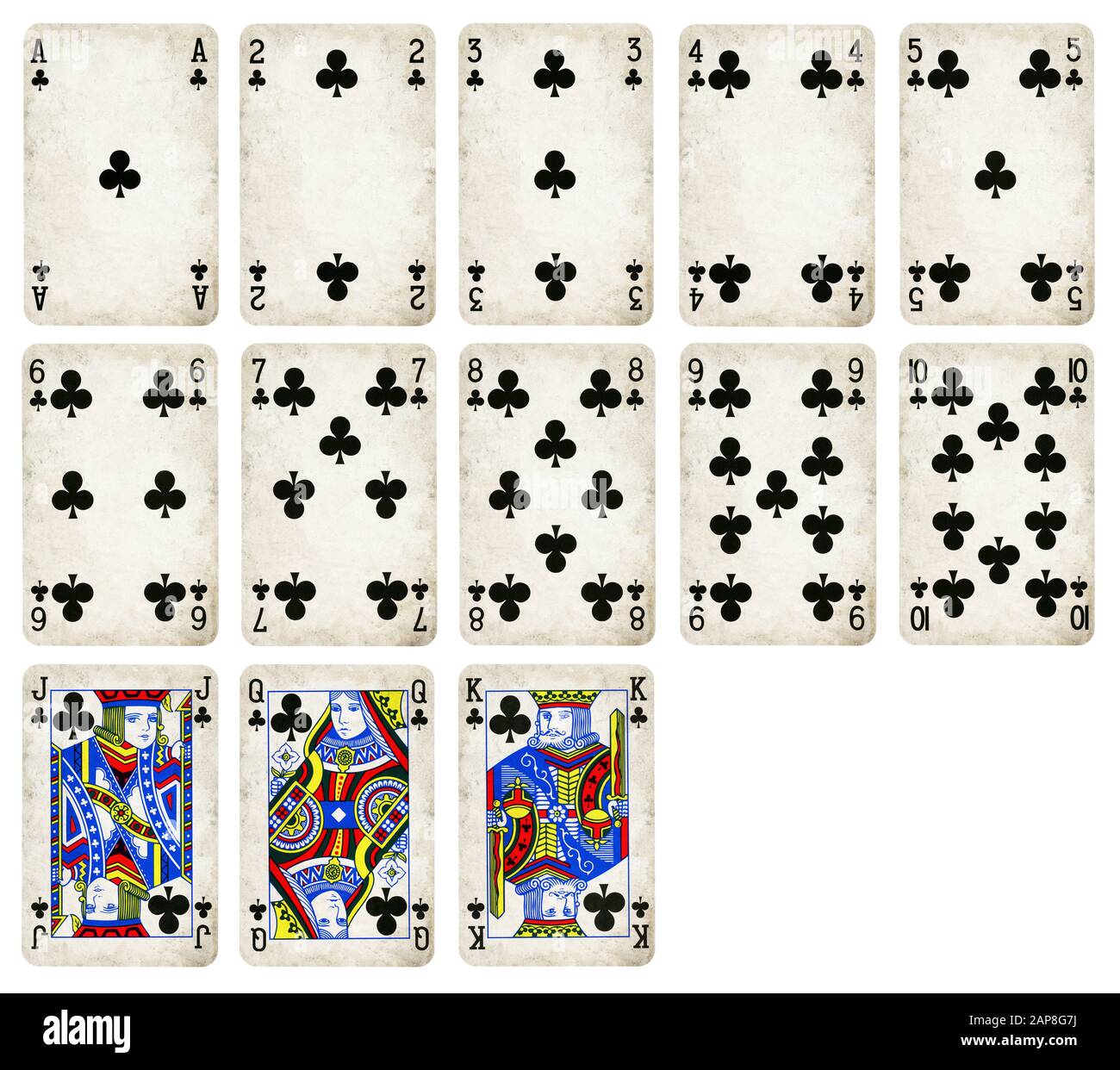 Playing cards of Clubs suit, isolated on white background - High ...