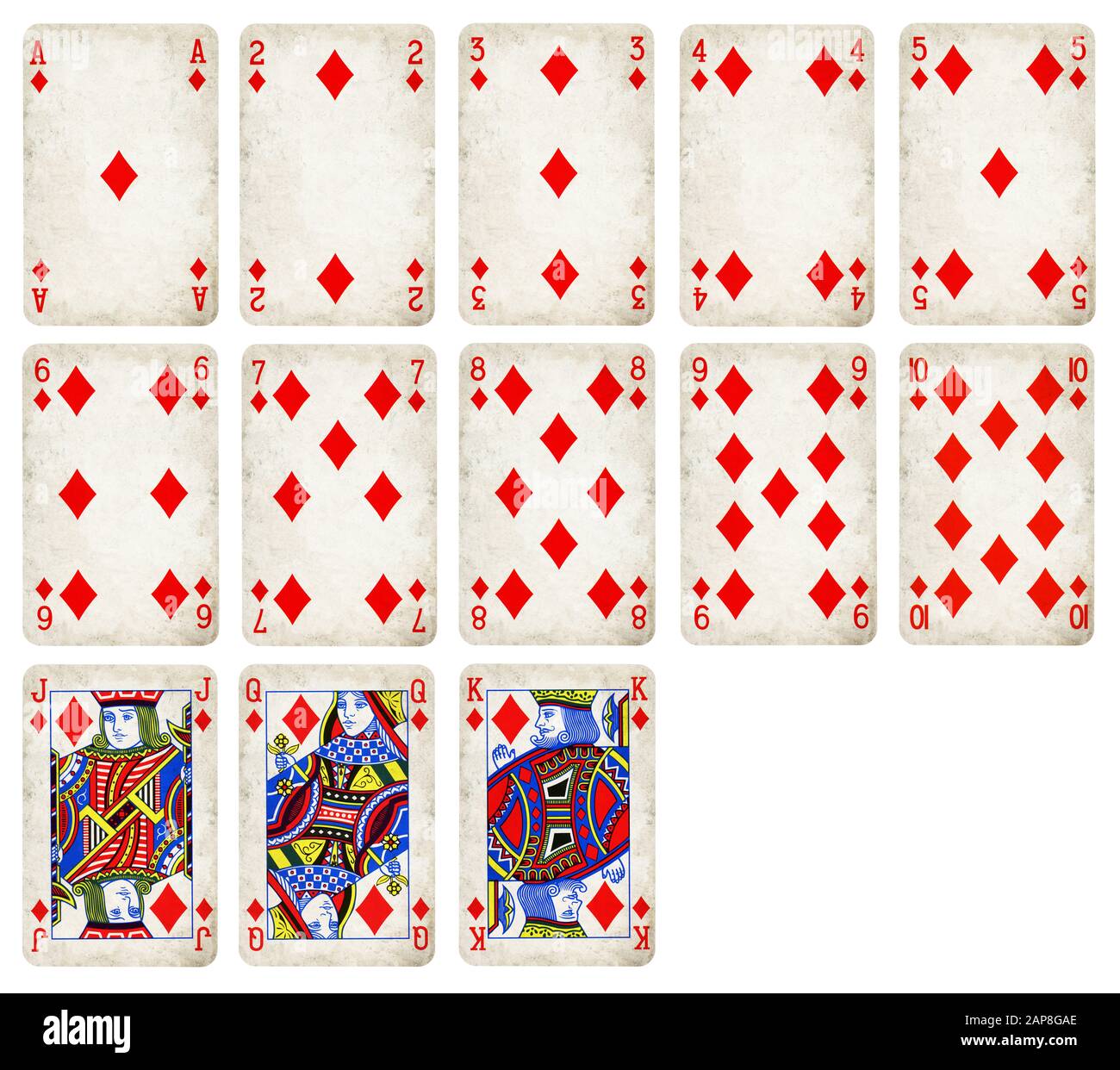 Playing cards of Diamond suit, isolated on white background - High ...