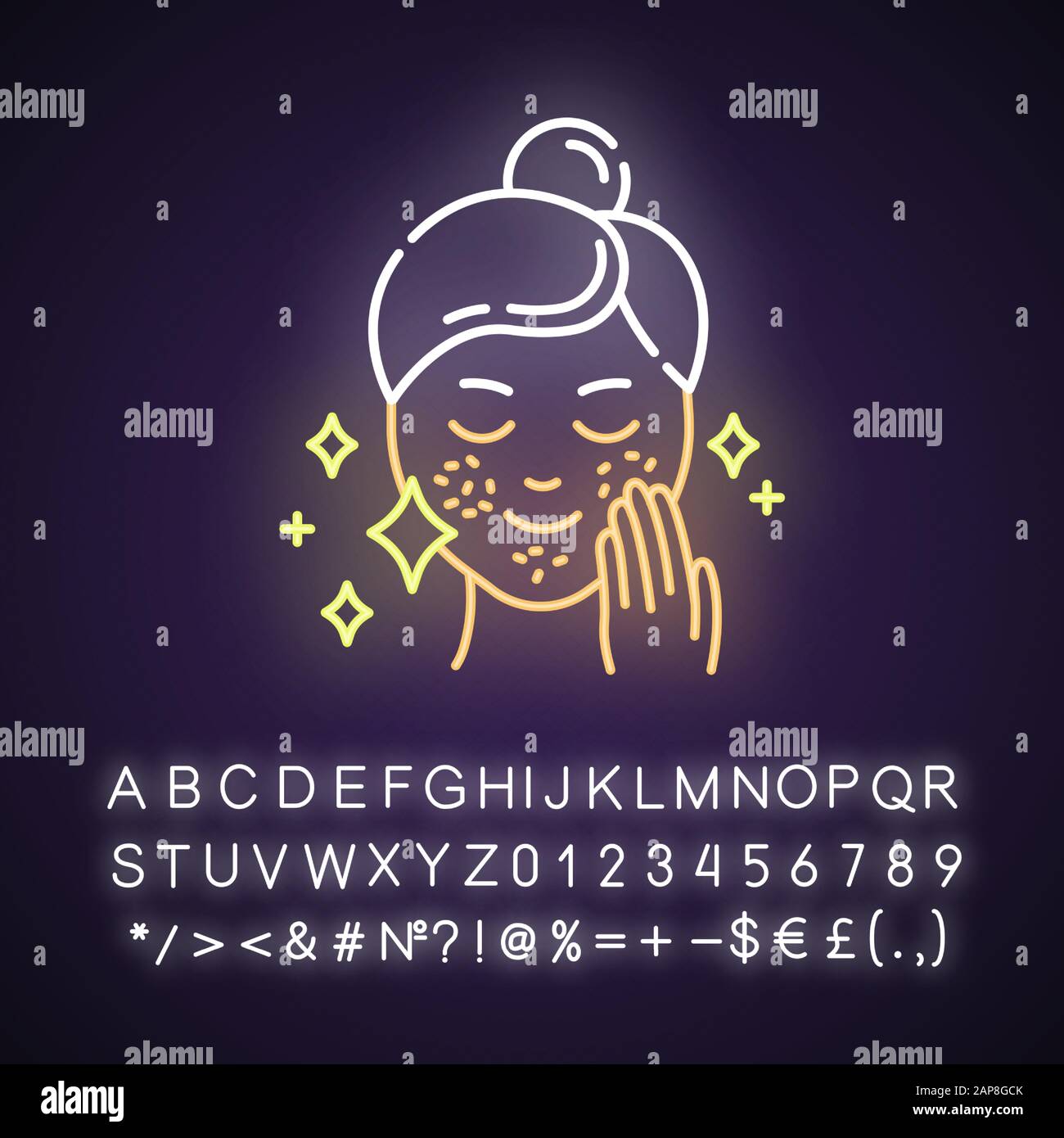 Spot treatmeant neon light icon. Skin care procedure. Cleansing ...