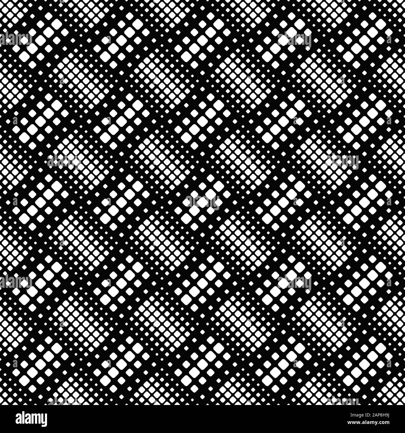 Black and white diagonal rounded square pattern background design - abstract vector graphic ...