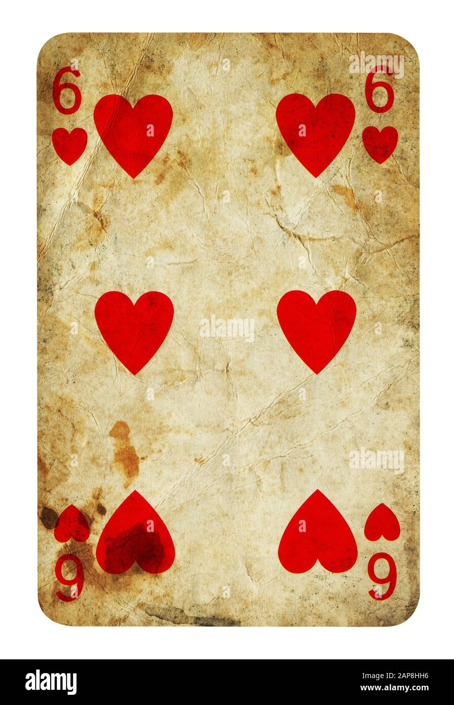 Playing card six hearts hi-res stock photography and images - Alamy