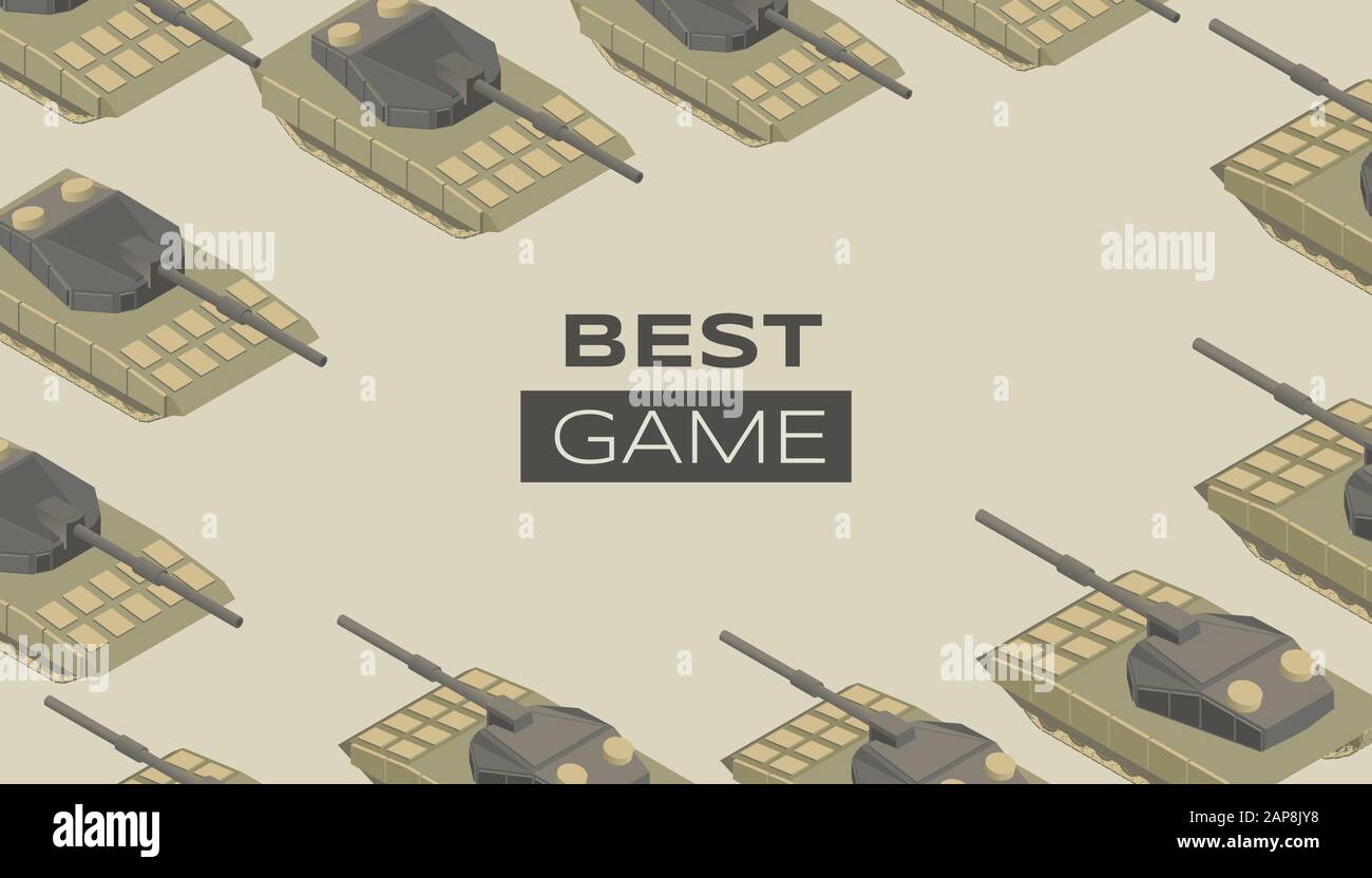 Best game flat banner vector template. Military themed videogame ...