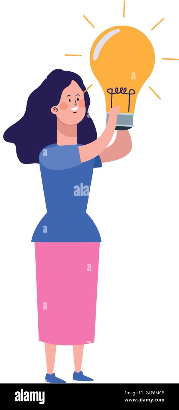cartoon girl with light bulb icon, colorful design Stock Vector Image ...