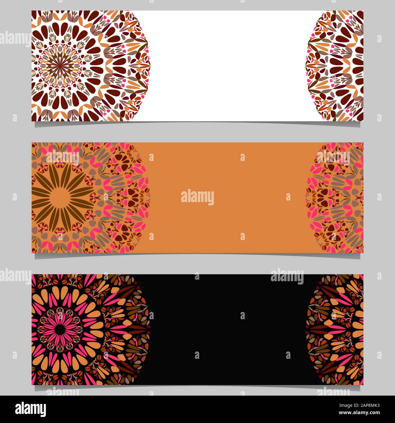 Abstract floral mandala banner background set - colorful vector graphic ...