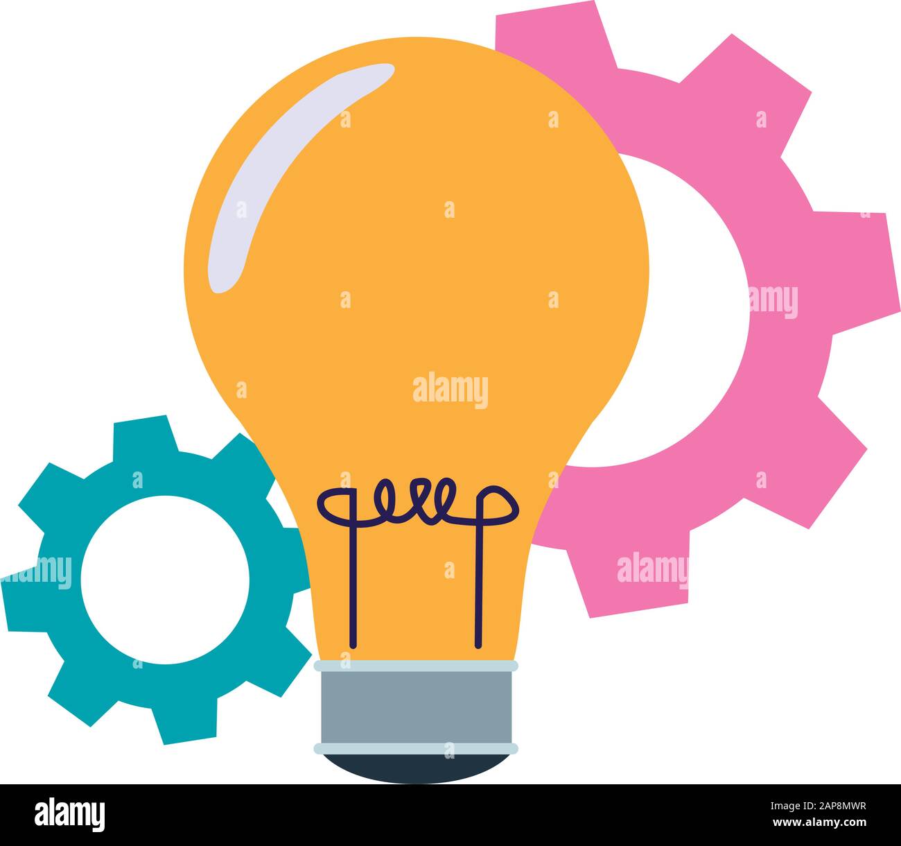 bulb light and gear wheels icon Stock Vector Image & Art - Alamy