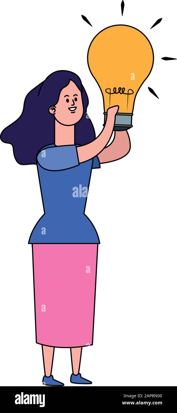 cartoon girl with light bulb icon Stock Vector Image & Art - Alamy