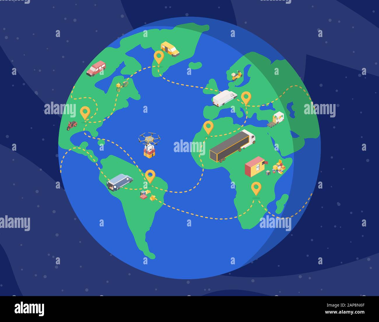 Container vehicles transport goods Stock Vector Images - Alamy