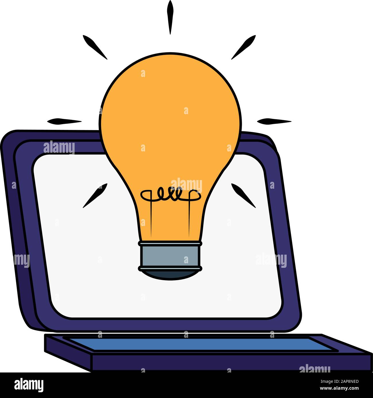 laptop computer with light bulb icon Stock Vector Image & Art - Alamy