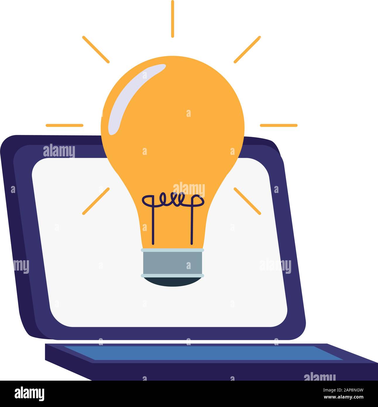 laptop computer with light bulb icon, colorful design Stock Vector ...