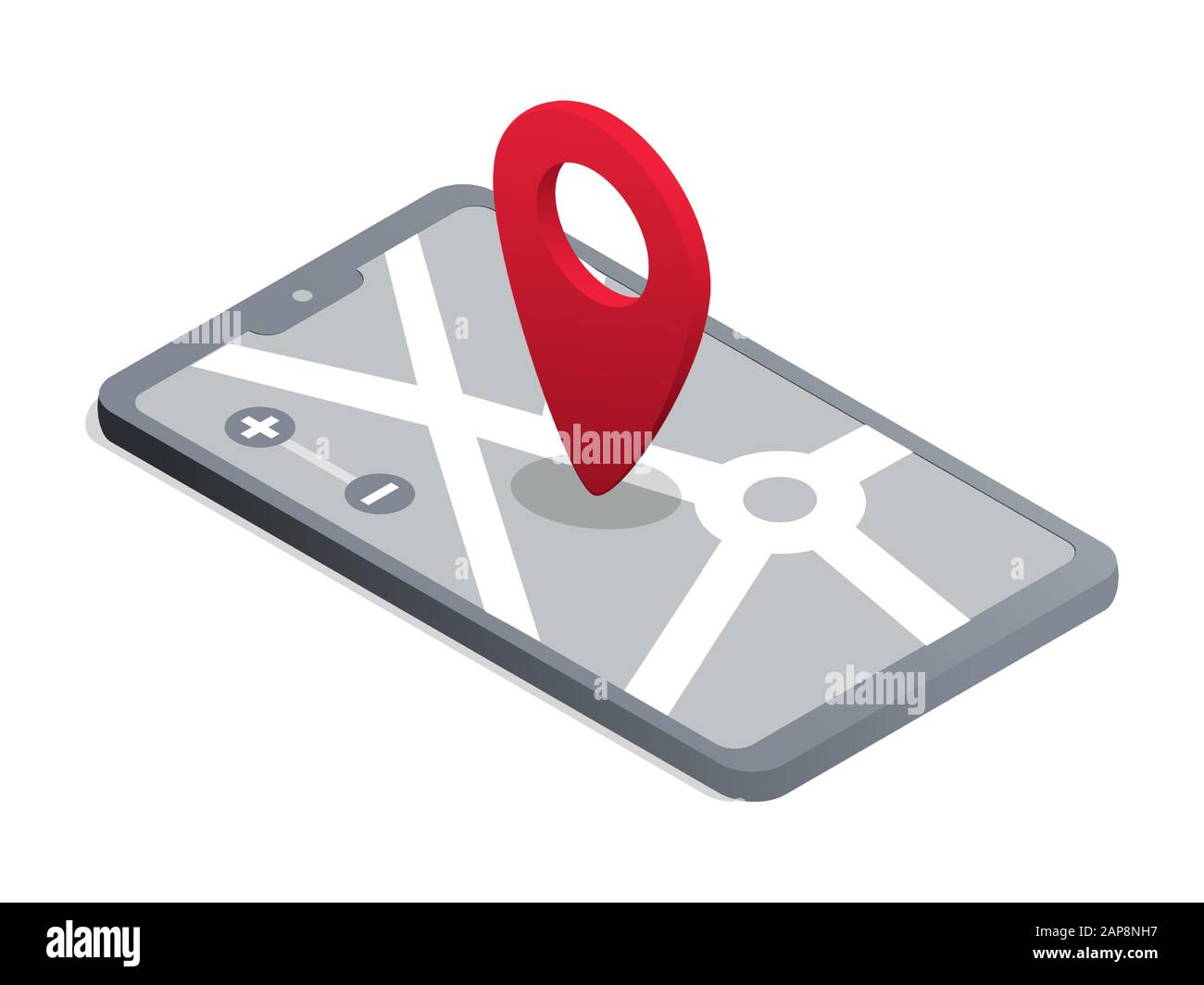 Gps Navigator Application Isometric Vector Illustration Volumetric