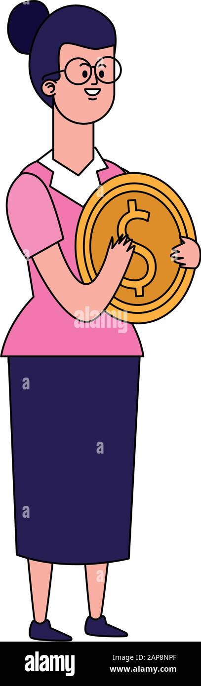 cartoon woman with money coin Stock Vector Image & Art - Alamy