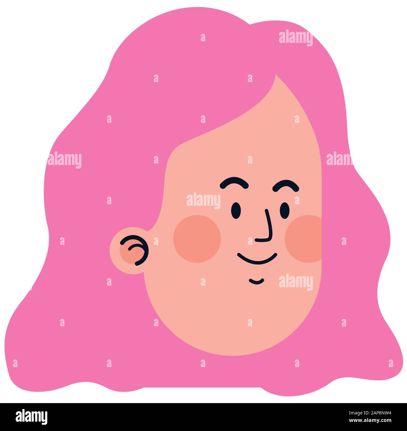 cartoon girl with pink hair icon, colorful design Stock Vector Image ...