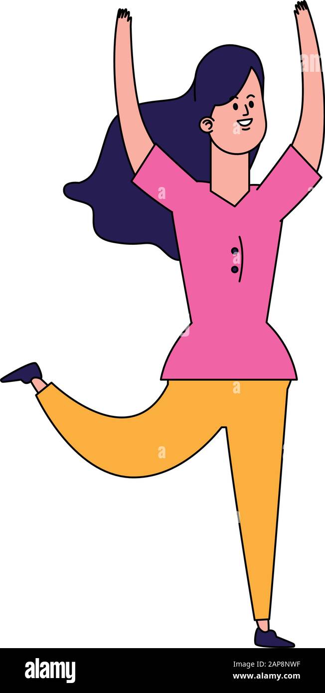 cartoon happy girl jumping icon Stock Vector Image & Art - Alamy