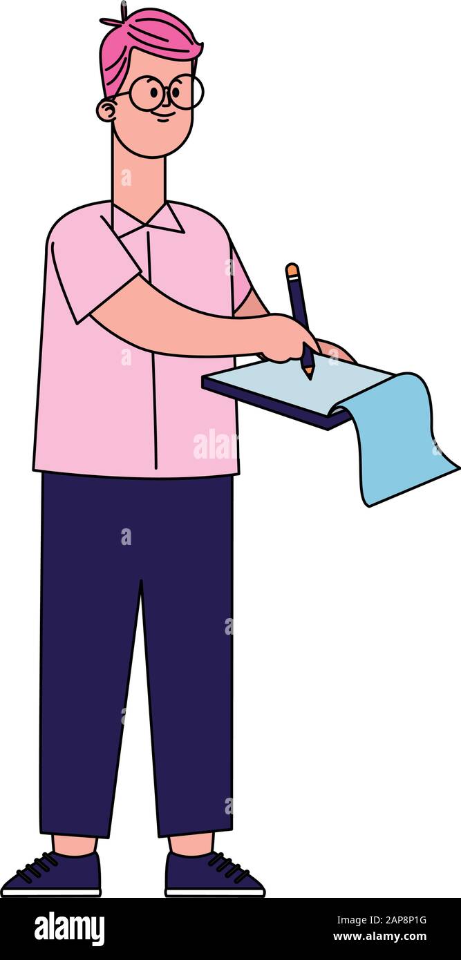 cartoon man writing on notes, colorful design Stock Vector Image & Art ...