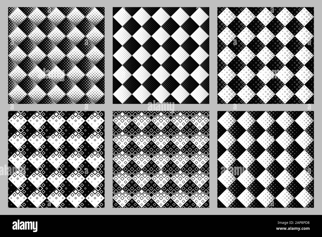 Geometrical seamless square pattern background set - abstract vector illustration Stock Vector ...