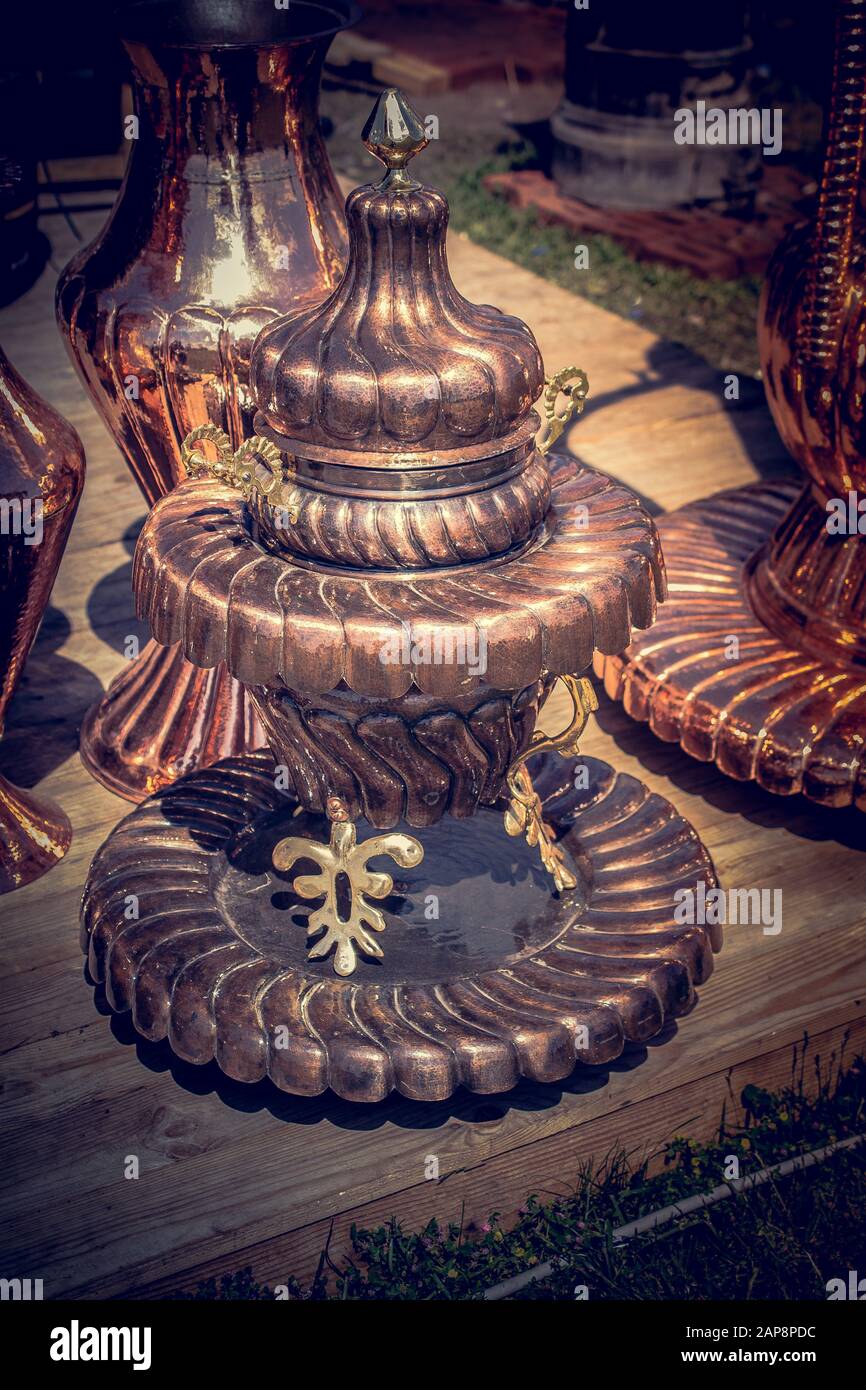 Traditional samovar for tea in the view Stock Photo - Alamy