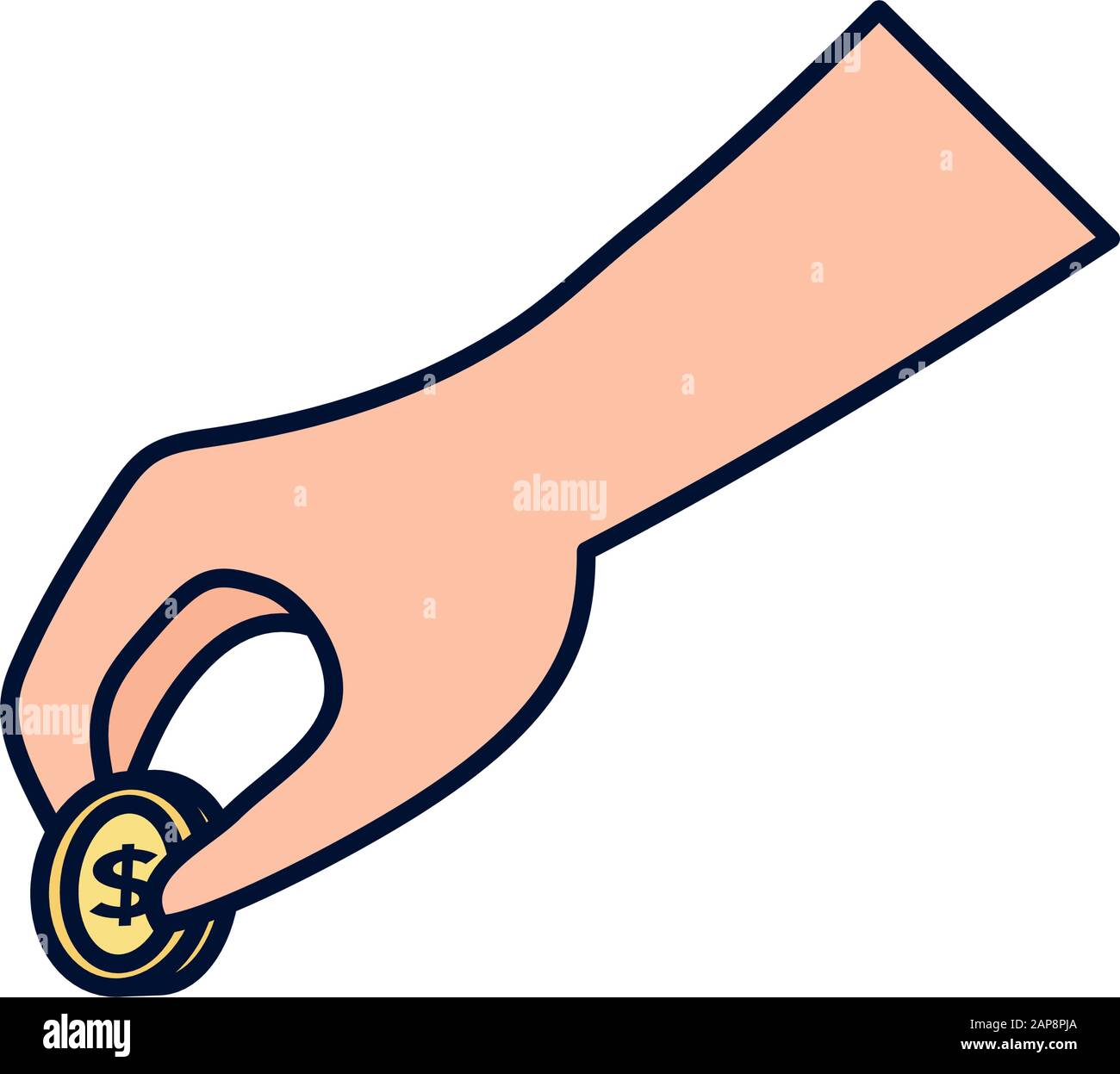 hand giving coin money charity and donation vector illustration Stock ...