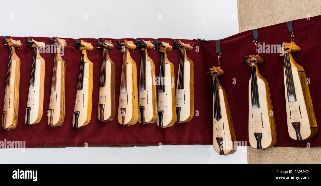 Set of models of musical instruments kemancha made of wood Stock Photo ...