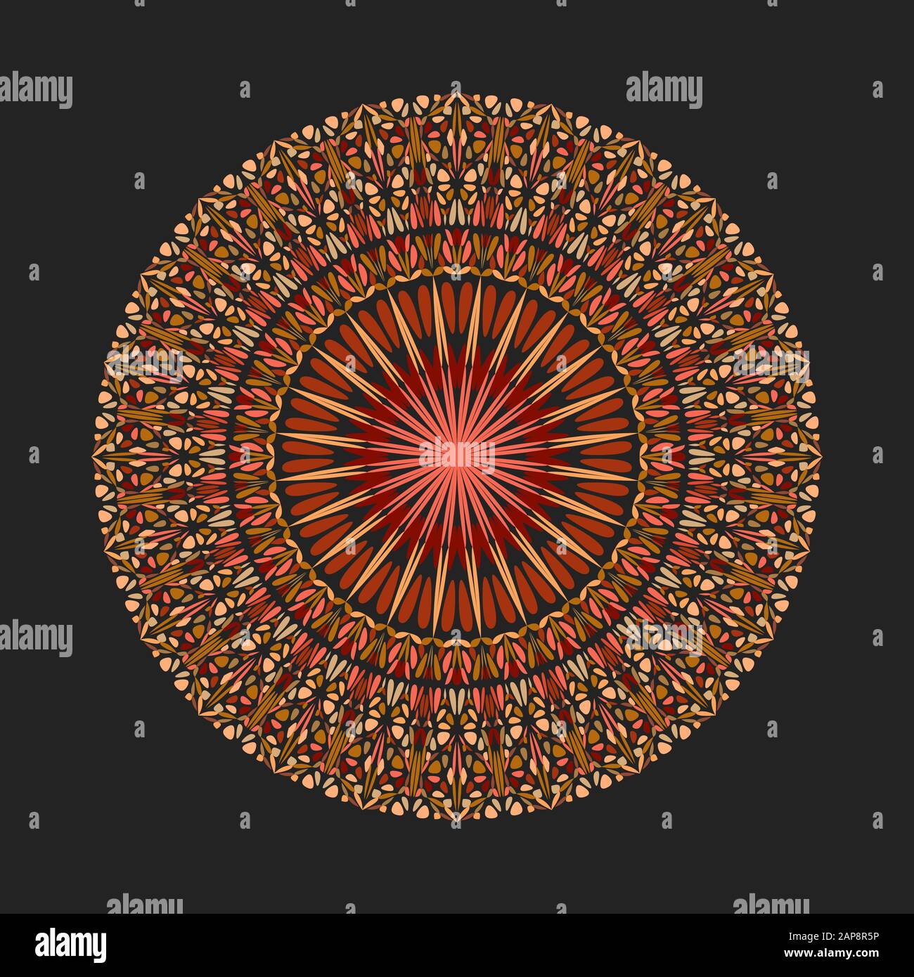 Colorful circular botanical pattern mandala art - abstract ornate ...
