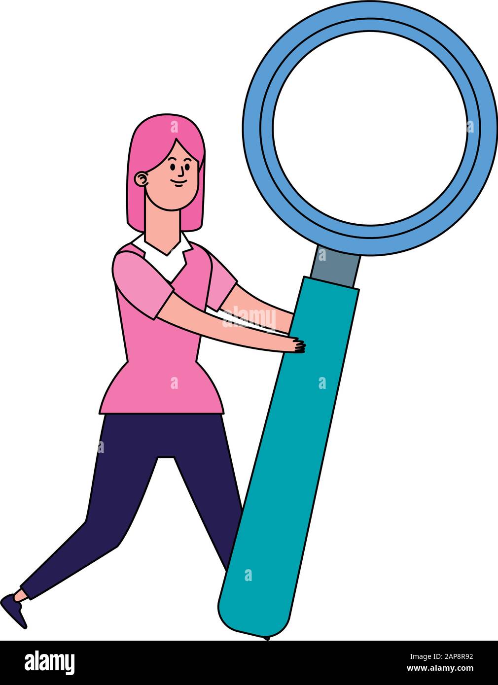 Girl With Magnifying Glass Cartoon