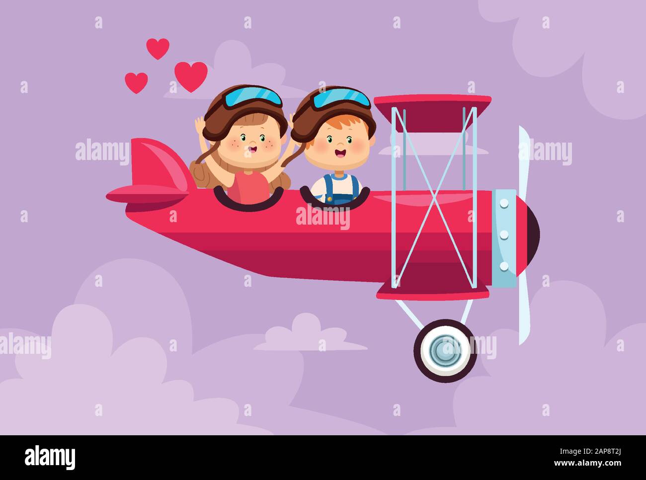 Airplane couple cartoon girl boy hi-res stock photography and images ...