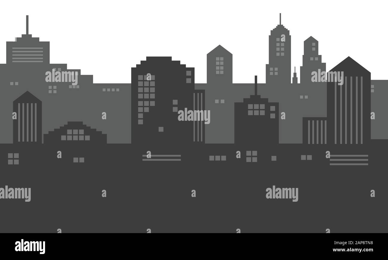 City in the shadow of a black and white silhouette Stock Vector Image ...