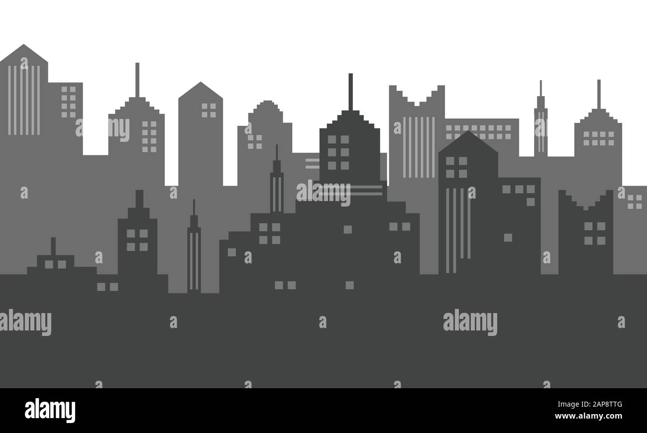 City silhouette in black and white shadows Stock Vector Image & Art - Alamy