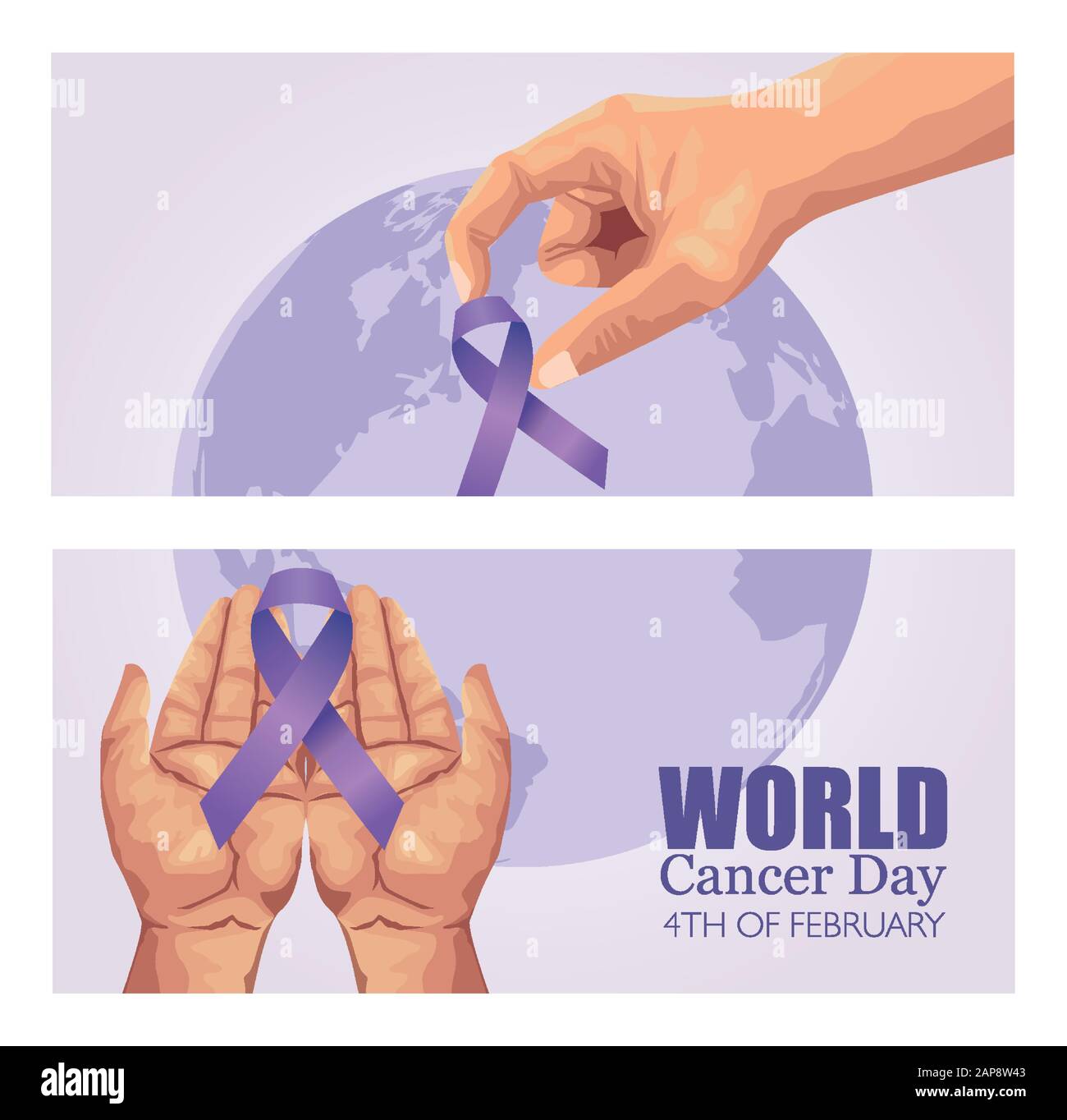 world cancer day poster with hands and ribbon Stock Vector Image & Art ...