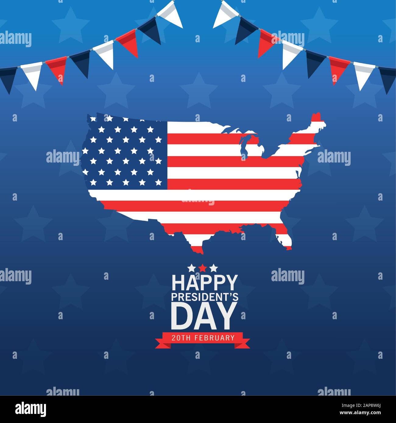 happy presidents day poster with usa map and flag Stock Vector Image ...