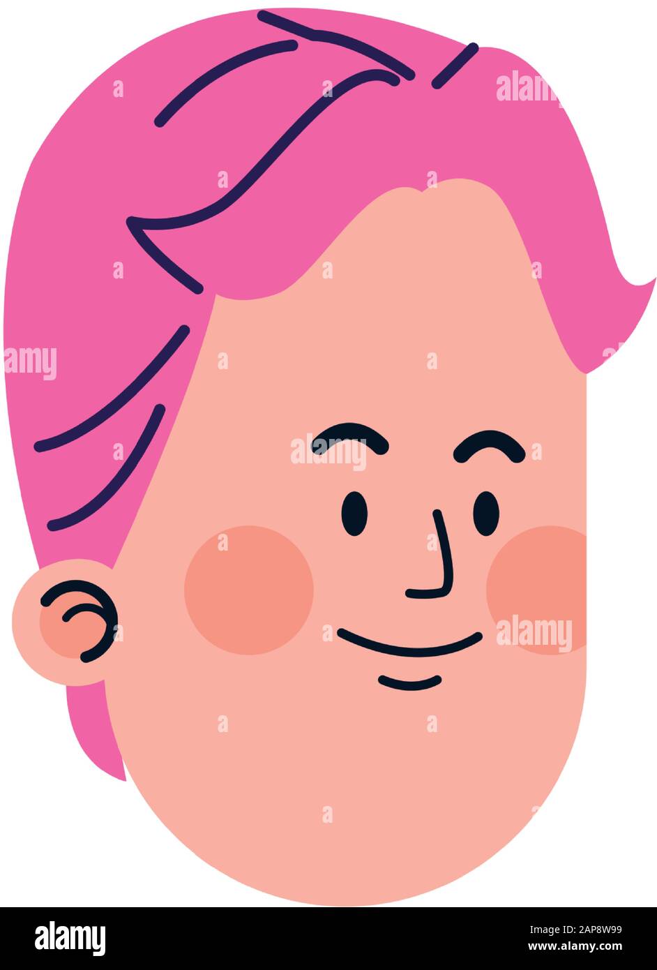 cartoon boy with pink hair Stock Vector Image & Art - Alamy