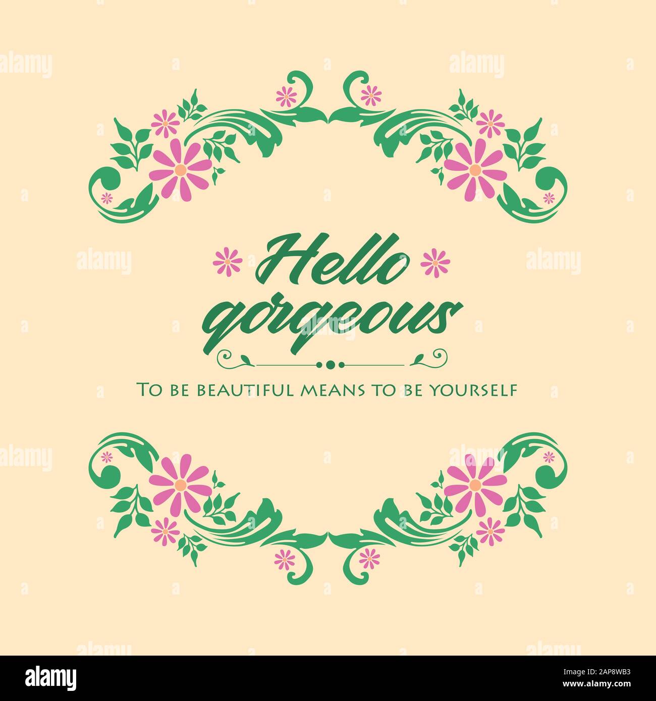 Crowd of seamless leaf and flower frame, for elegant hello gorgeous card concept. Vector Stock ...
