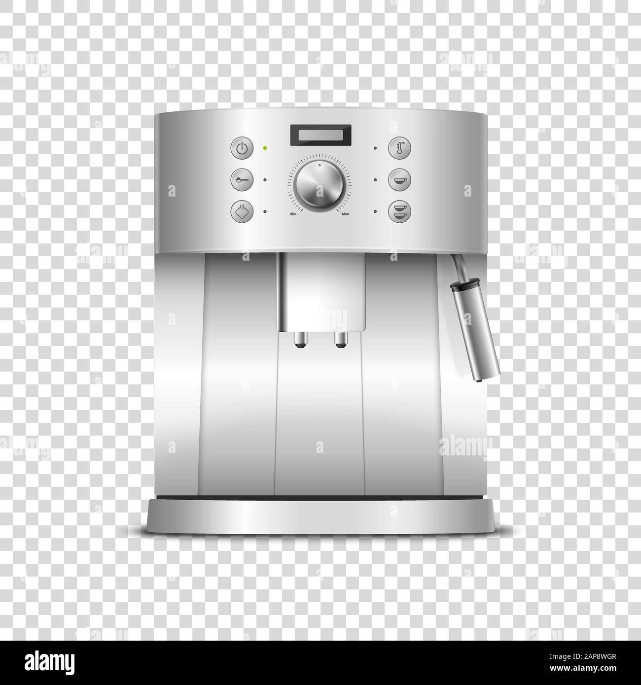 Vector 3d Realistic Modern Metal Chrome Steel Silver Espresso Coffee ...