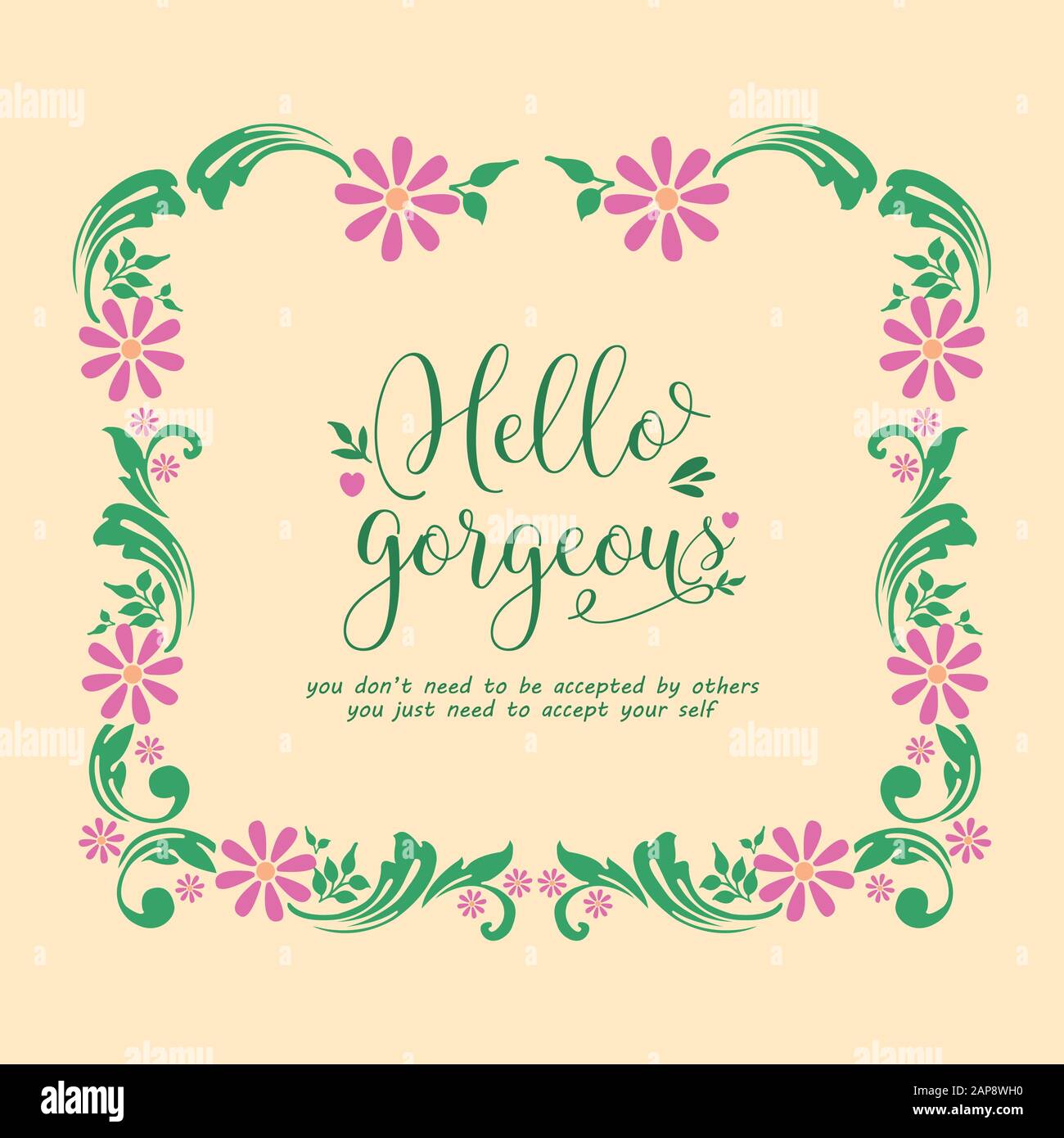 Simple shape of leaf and flower frame, for romantic hello gorgeous ...