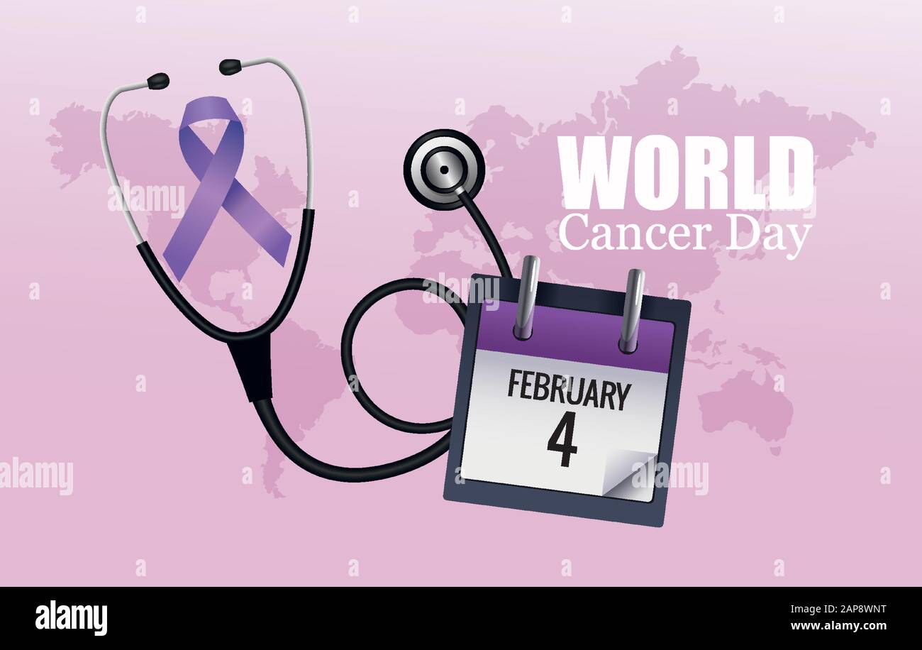 world cancer day poster with calendar and stethoscope Stock Vector ...