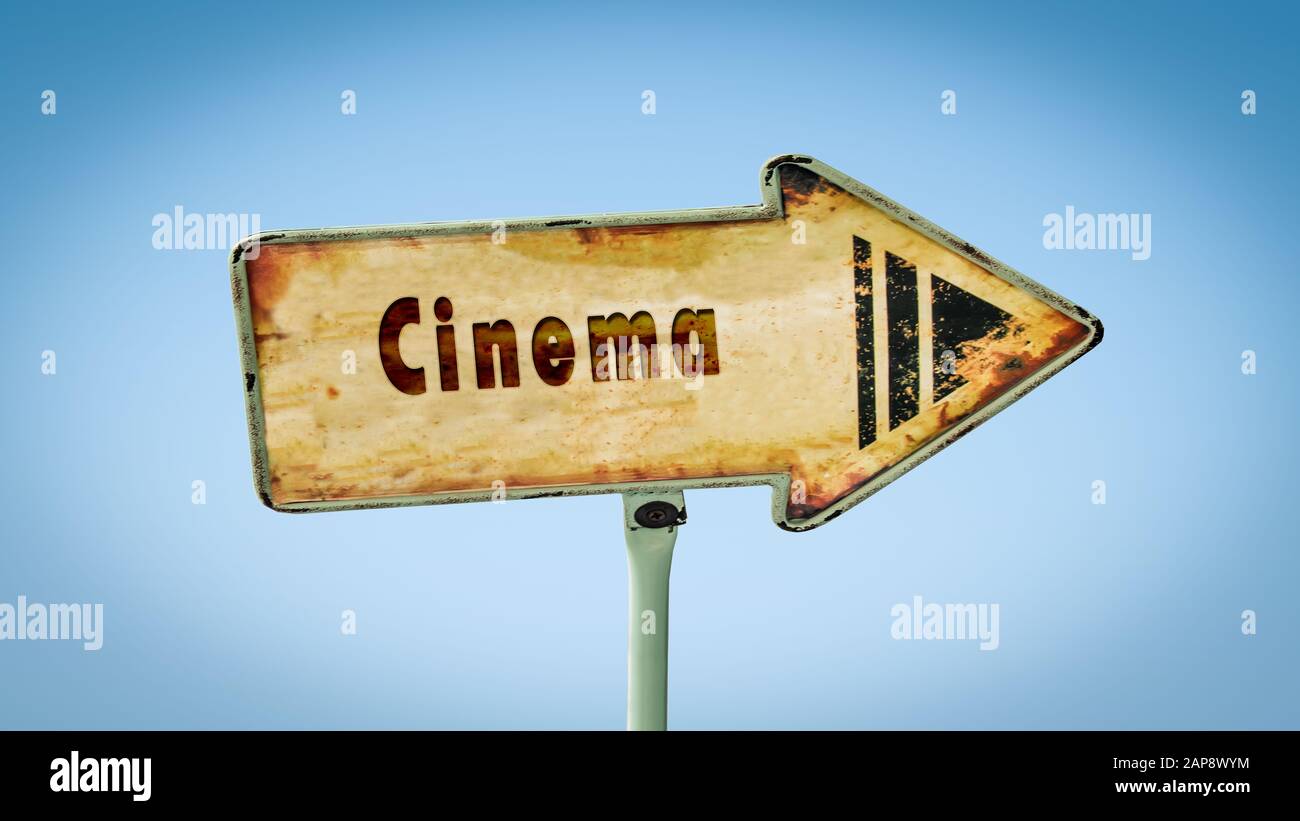 Street Sign the Direction Way to Cinema Stock Photo - Alamy