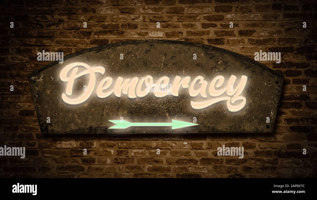 Street Sign the Direction Way to Democracy Stock Photo - Alamy