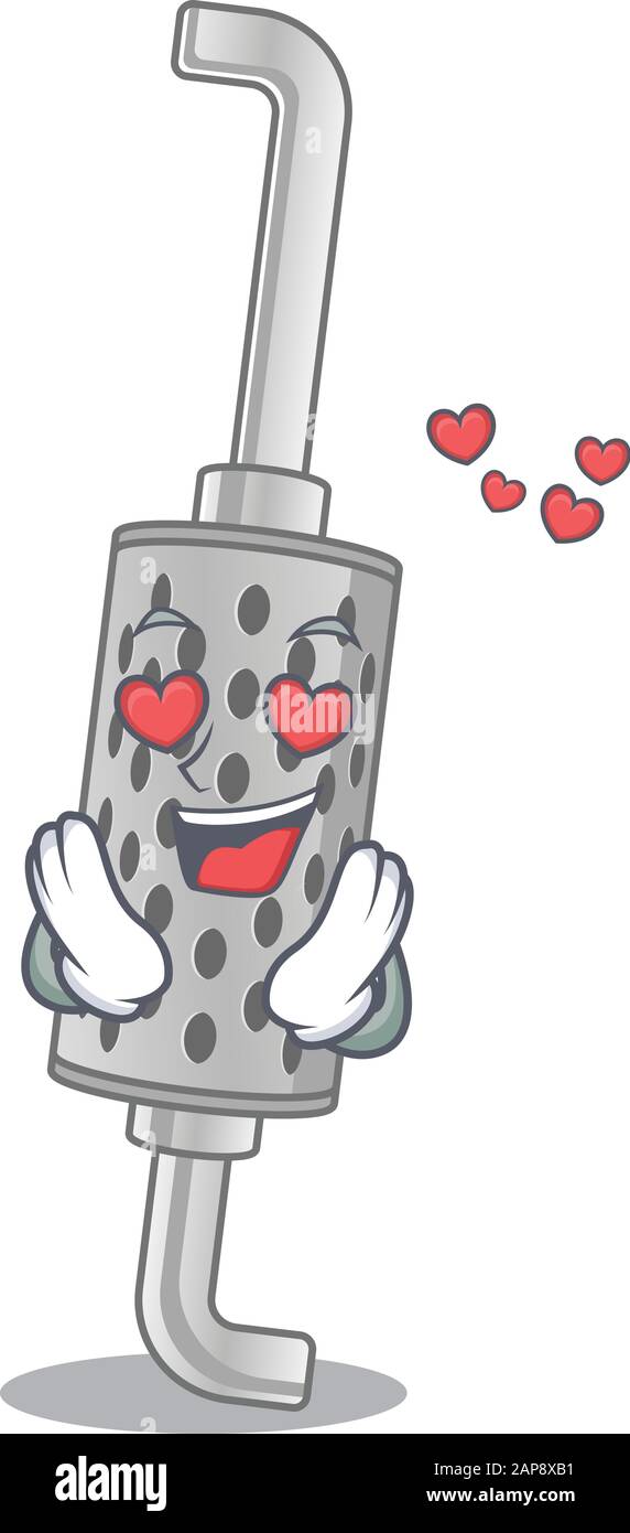 falling in love cute exhaust pipe cartoon character design Stock Vector ...
