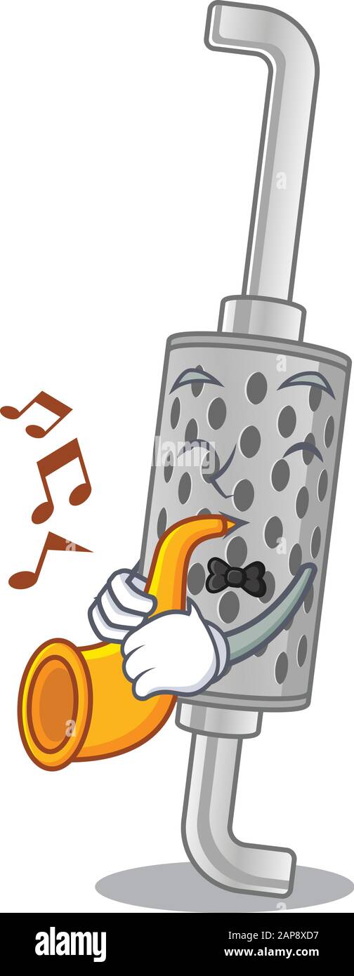 cartoon character style of exhaust pipe performance with trumpet Stock ...