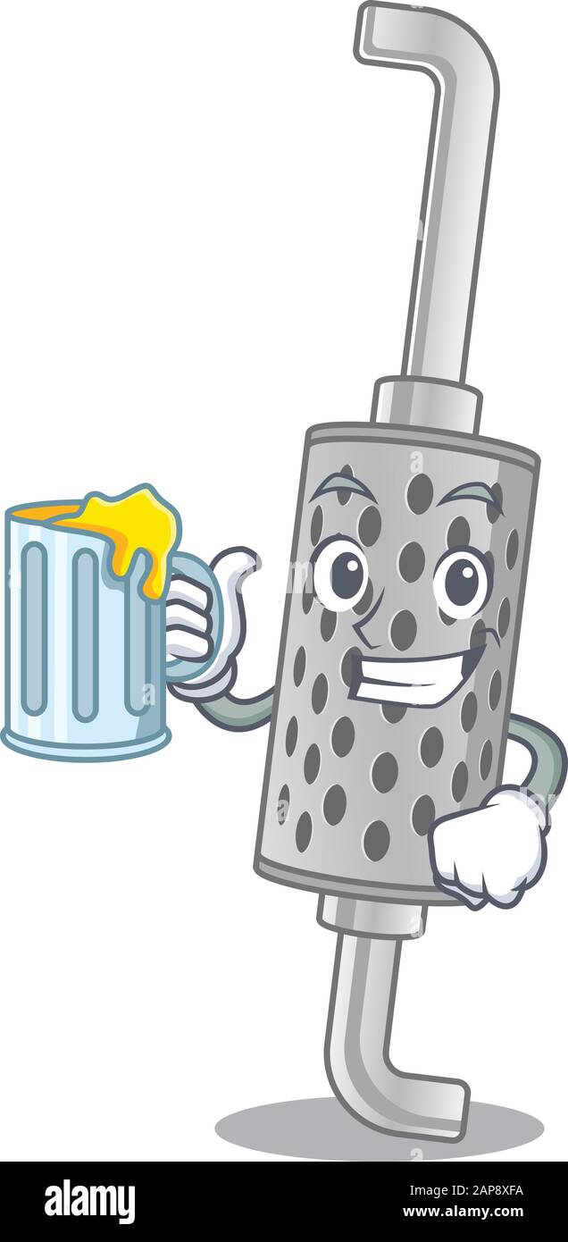 Happy exhaust pipe mascot design with a big glass Stock Vector Image ...