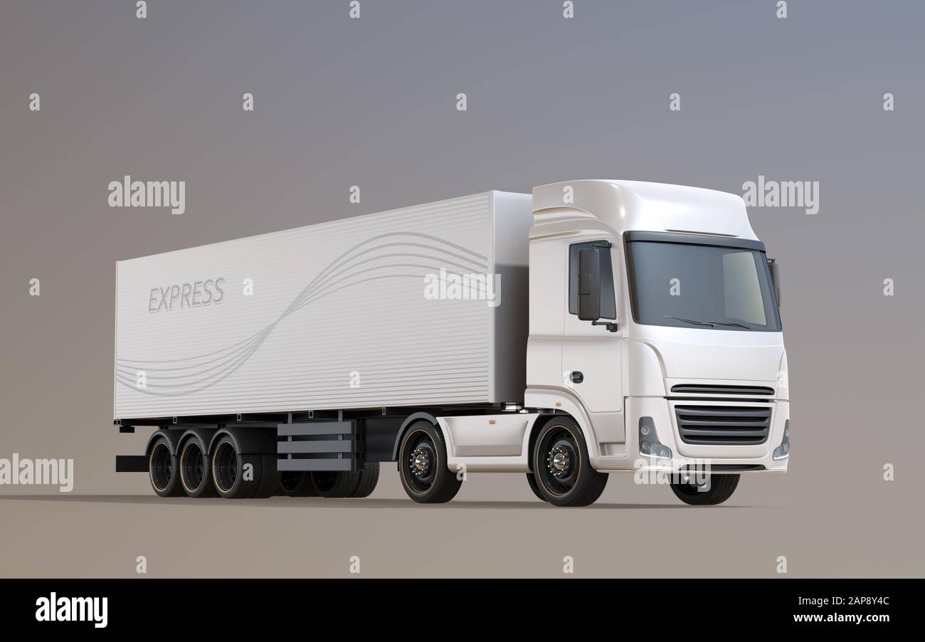 Silver heavy electric powered truck isolated on gradient background. 3D ...