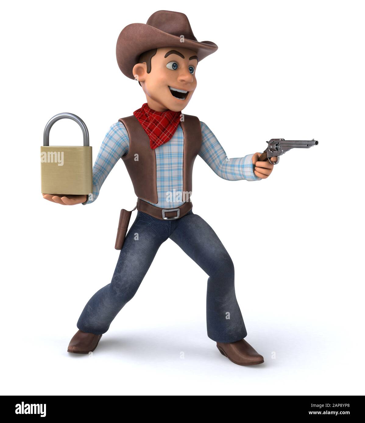 Fun Cowboy - 3D Illustration Stock Photo - Alamy